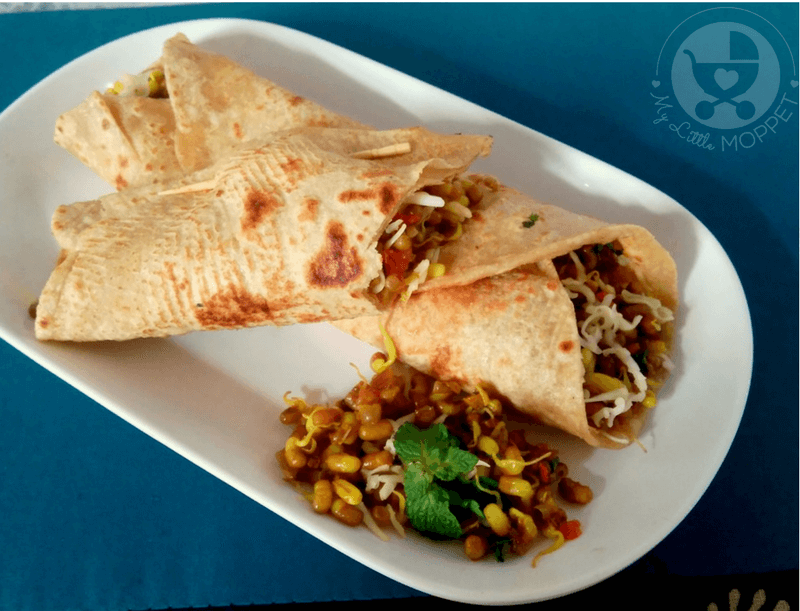 Sprouted Moth Beans Frankie Recipe for Kids