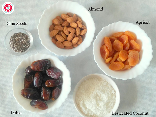 Dates Chia Seeds and Apricot Ladoo - a nutritiously tasty recipe