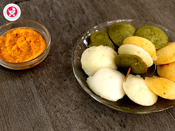 Tri Color Mini Idli Recipe for Kids